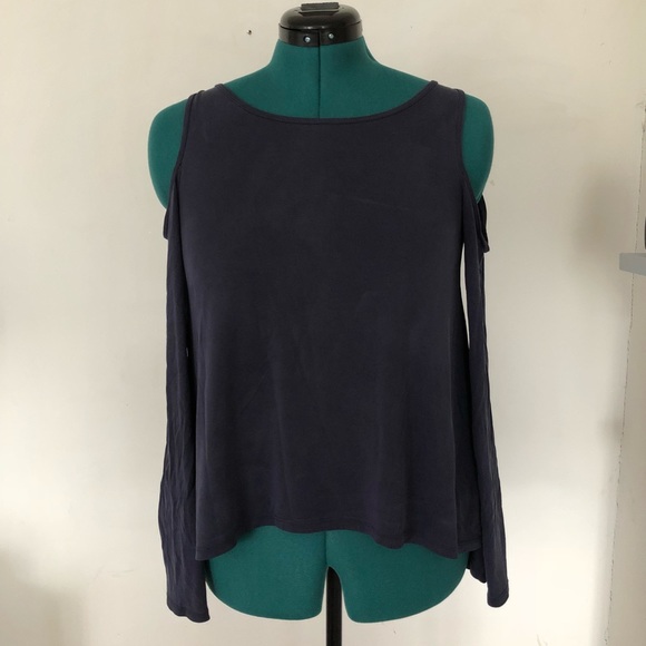Hollister | Tops | Hollister Navy Blue Coldshoulder Top | Poshmark